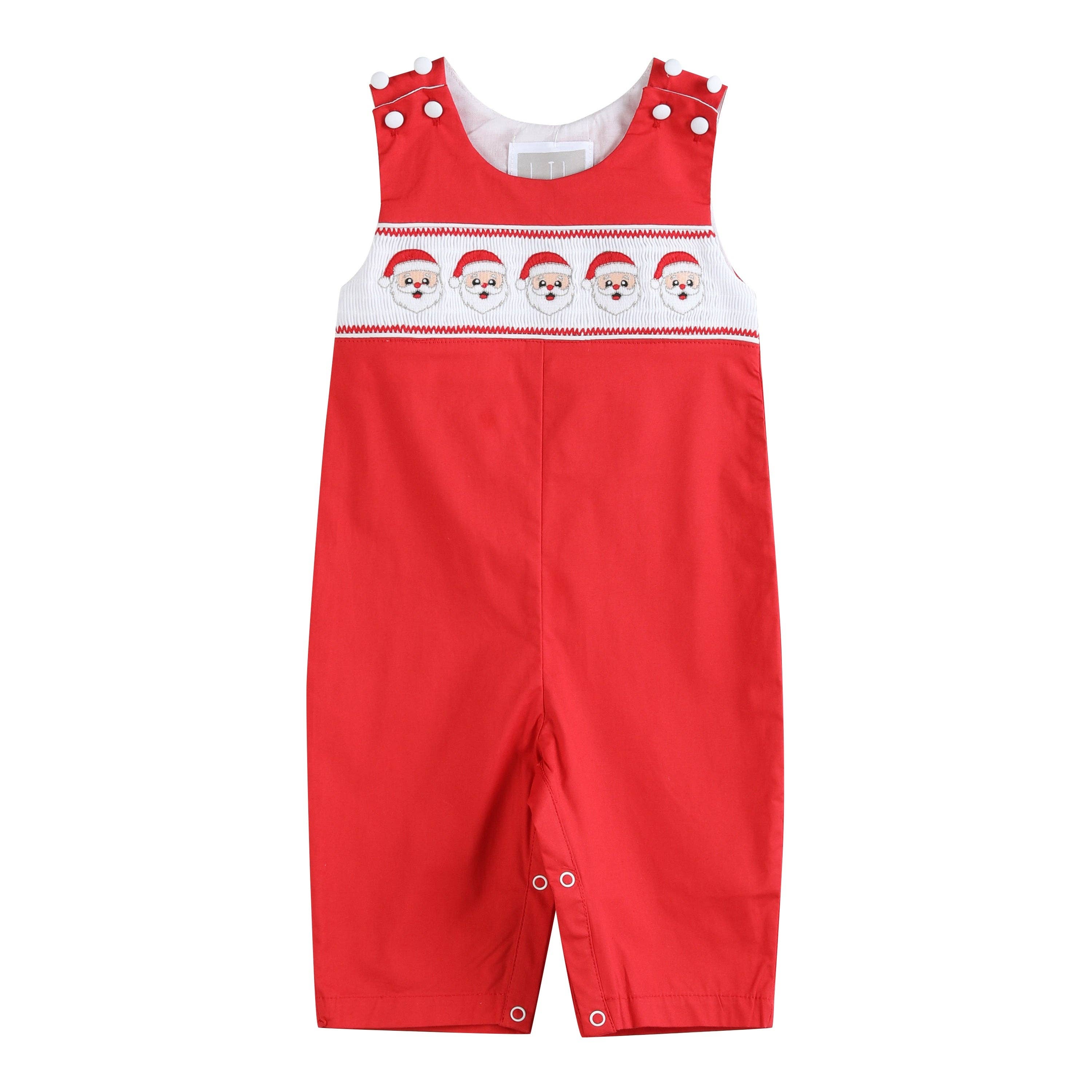 Red Santa Smocked Overalls – Little Sadie James